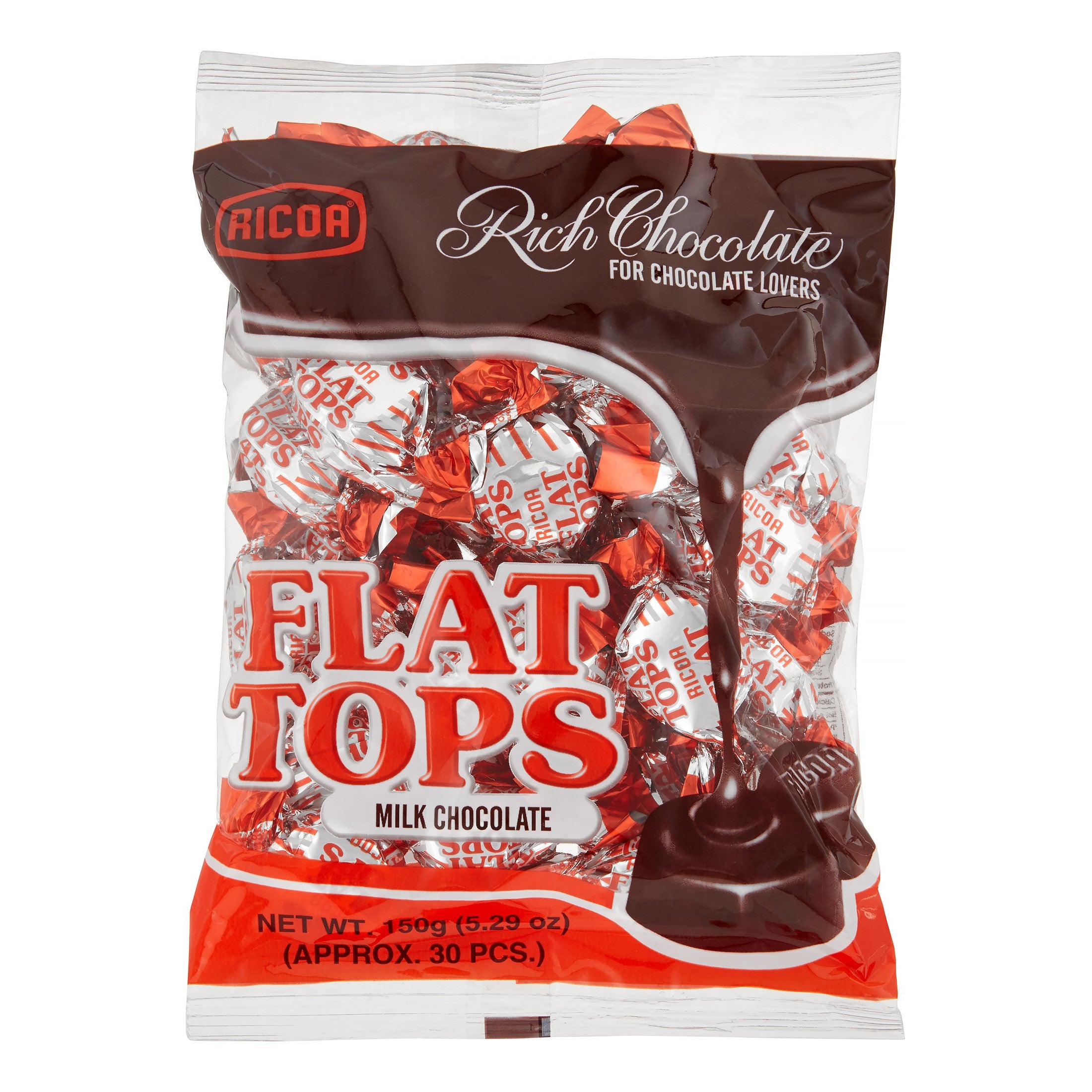 Ricoa Flat Tops Milk Chocolate Candy 5.29oz (30pcs/pack) | Pinoy Ako Cash